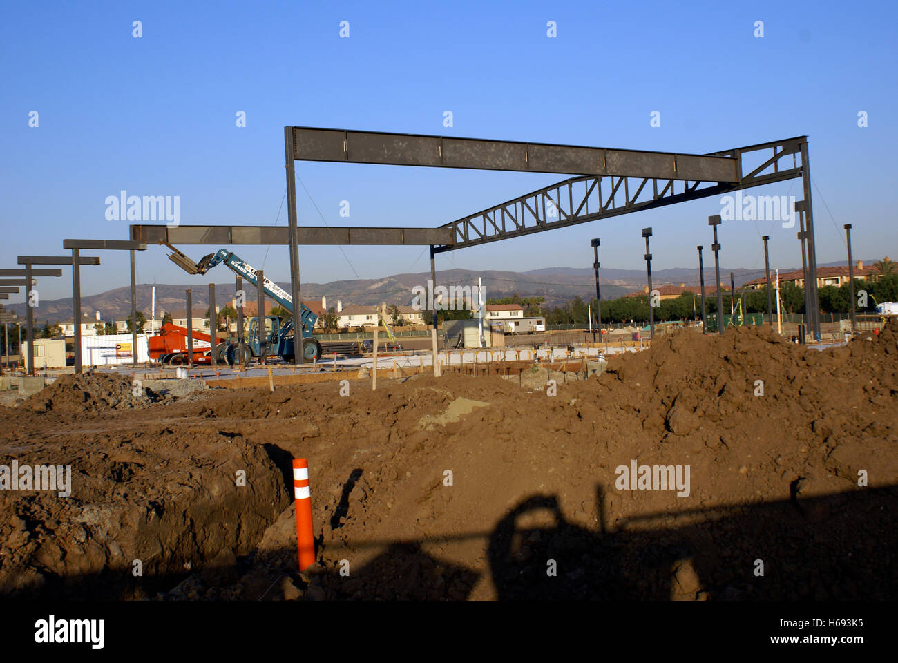 Steel framework of a church building under construction Stock Photo - Alamy