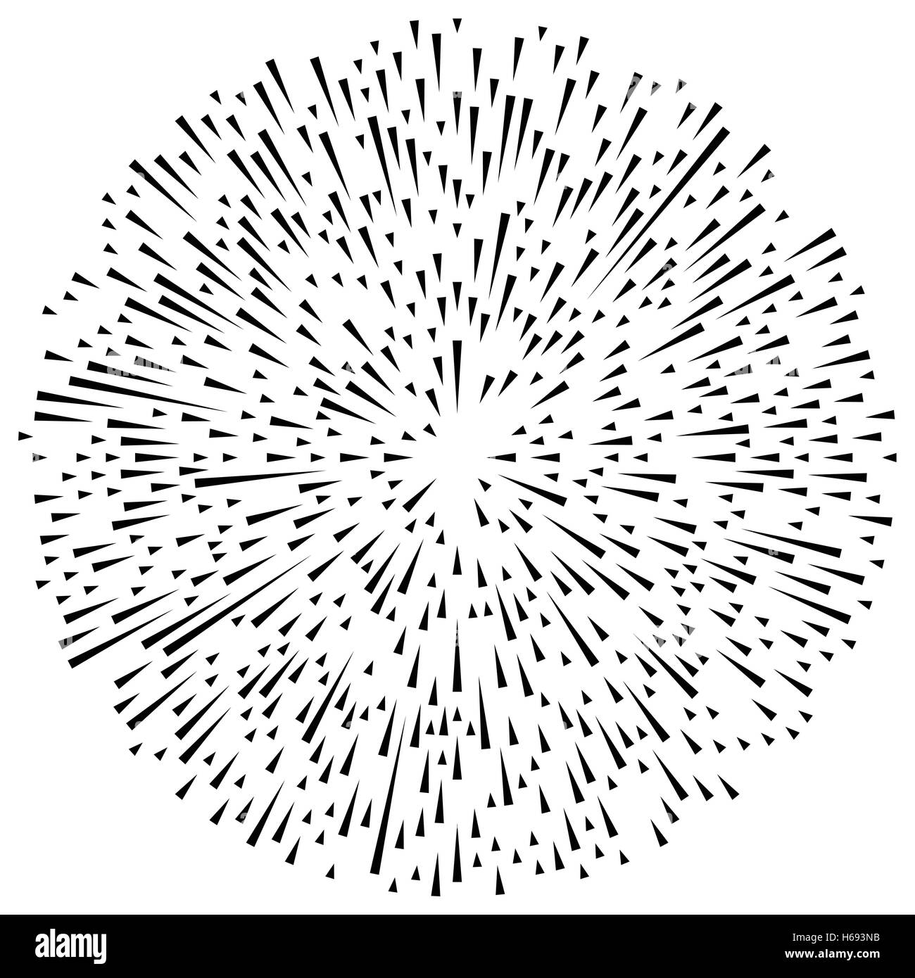 Radial, radiating irregular, asymmetric lines. Explosion effect ...