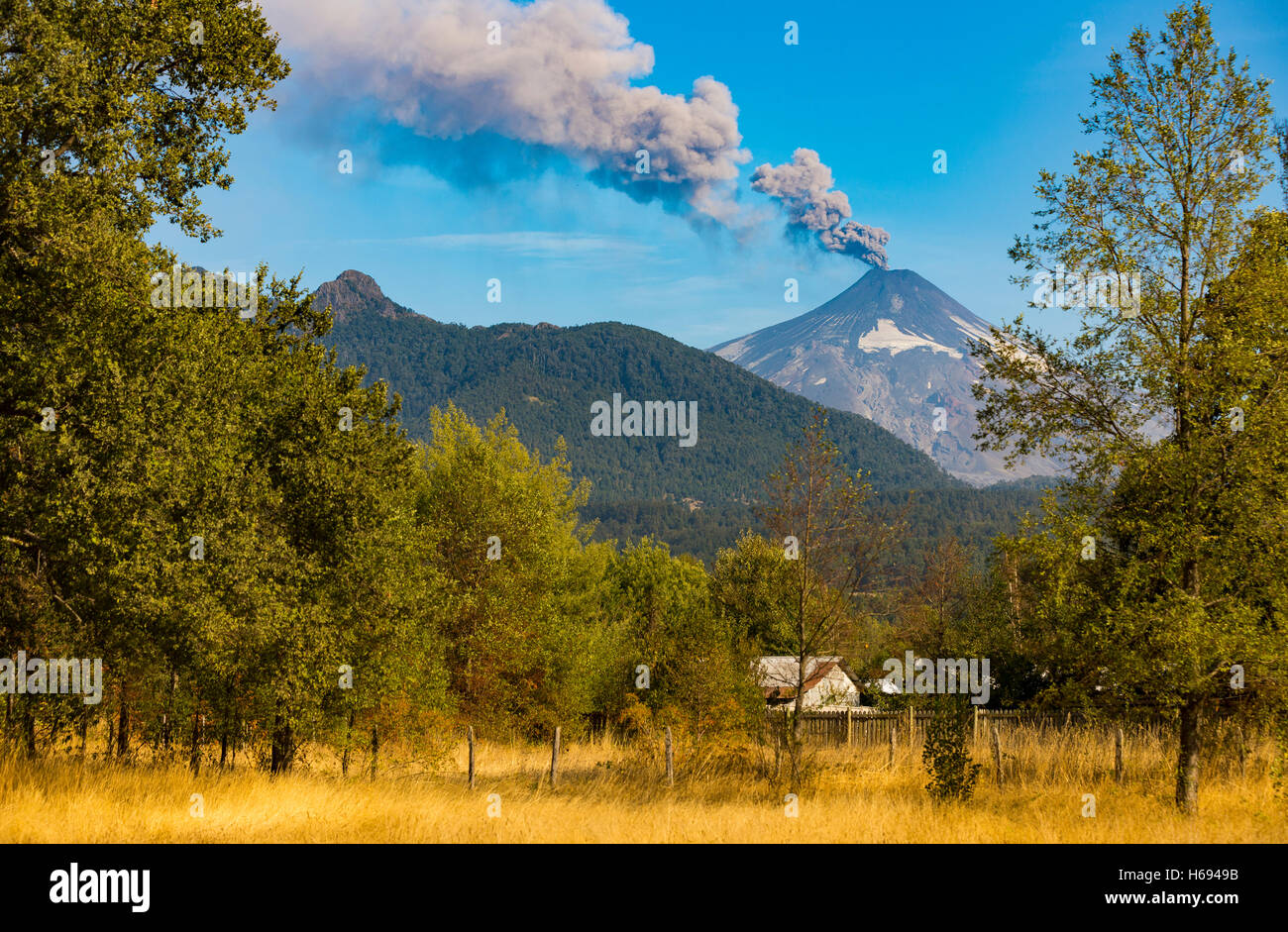 Villarrica volcano in the Araucania Distrit, Patagonia, Chile. Volcan ...