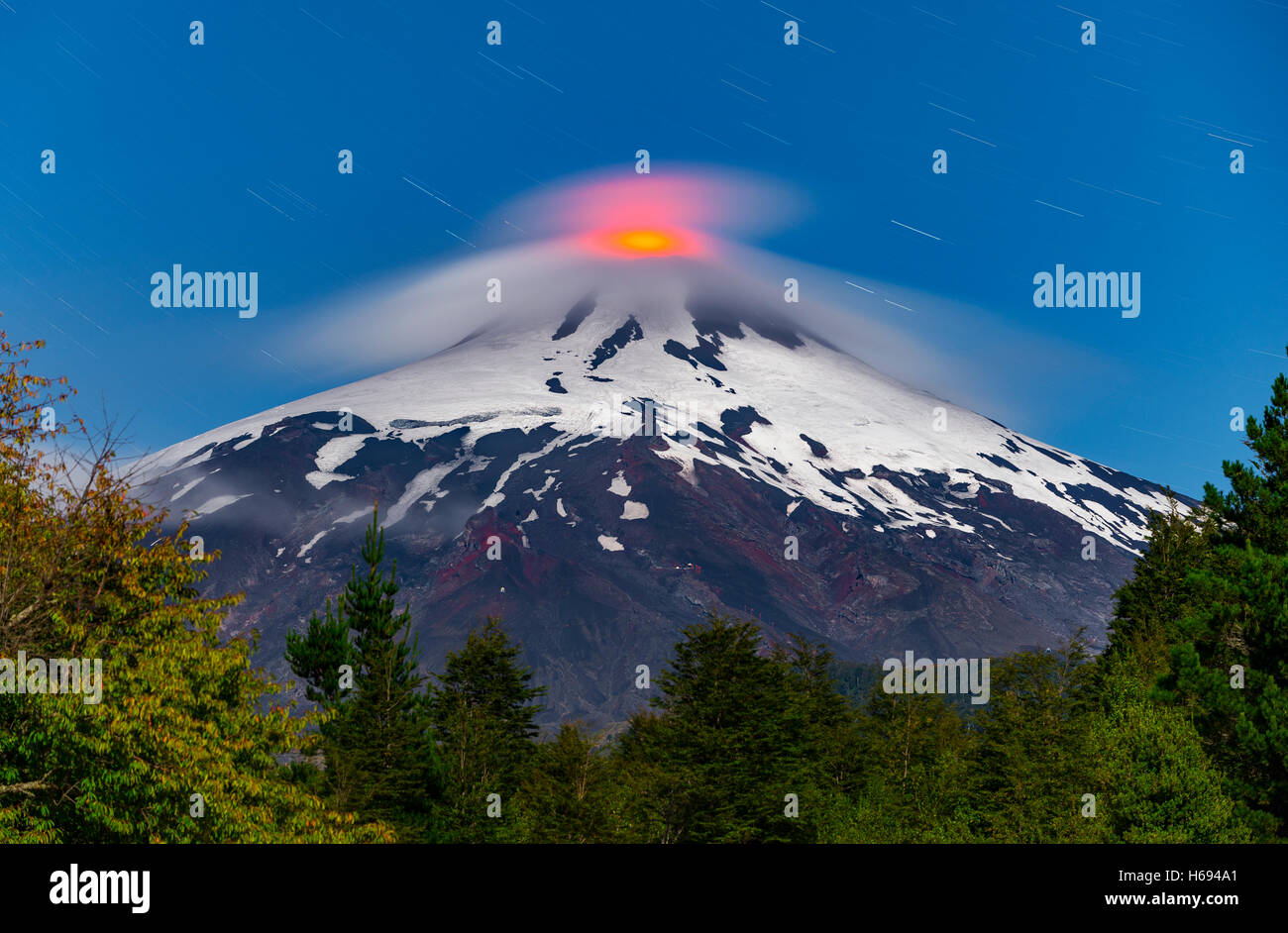 Villarrica volcano in the Araucania Distrit, Patagonia, Chile. Volcan ...