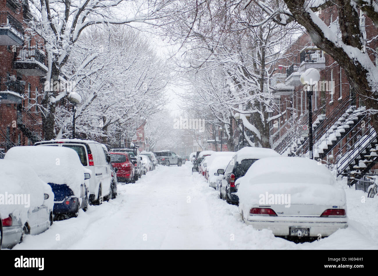 Street and cars covered with snow Stock Photo - Alamy