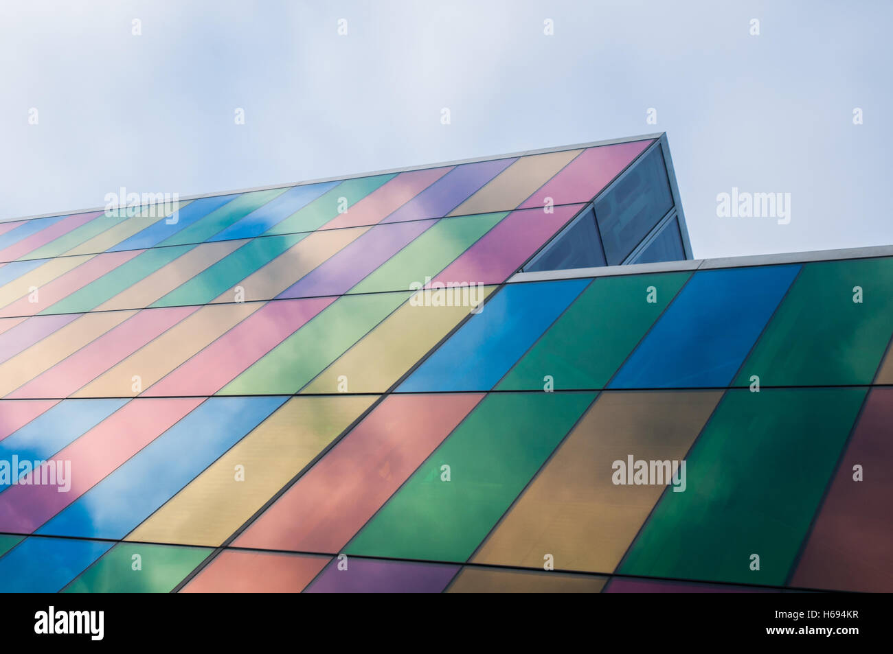 Colored glass building Stock Photo - Alamy