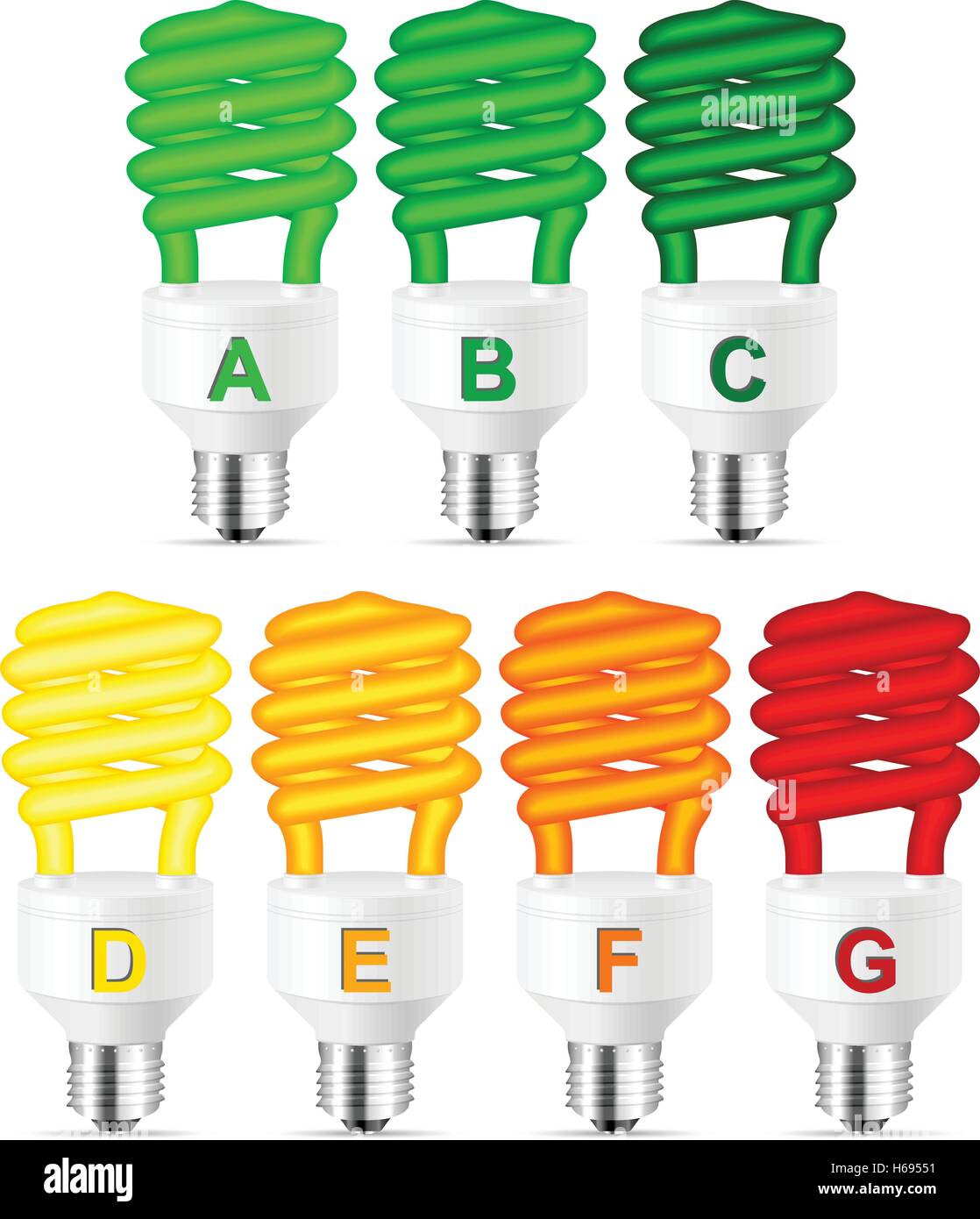 Energy efficiency rating bulb on a white background Stock Vector Image ...