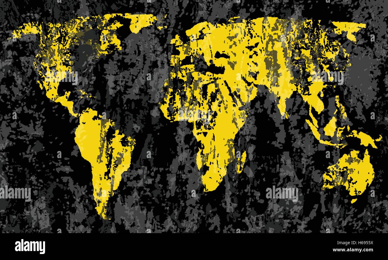 grunge world map on a black background Stock Vector Image & Art - Alamy