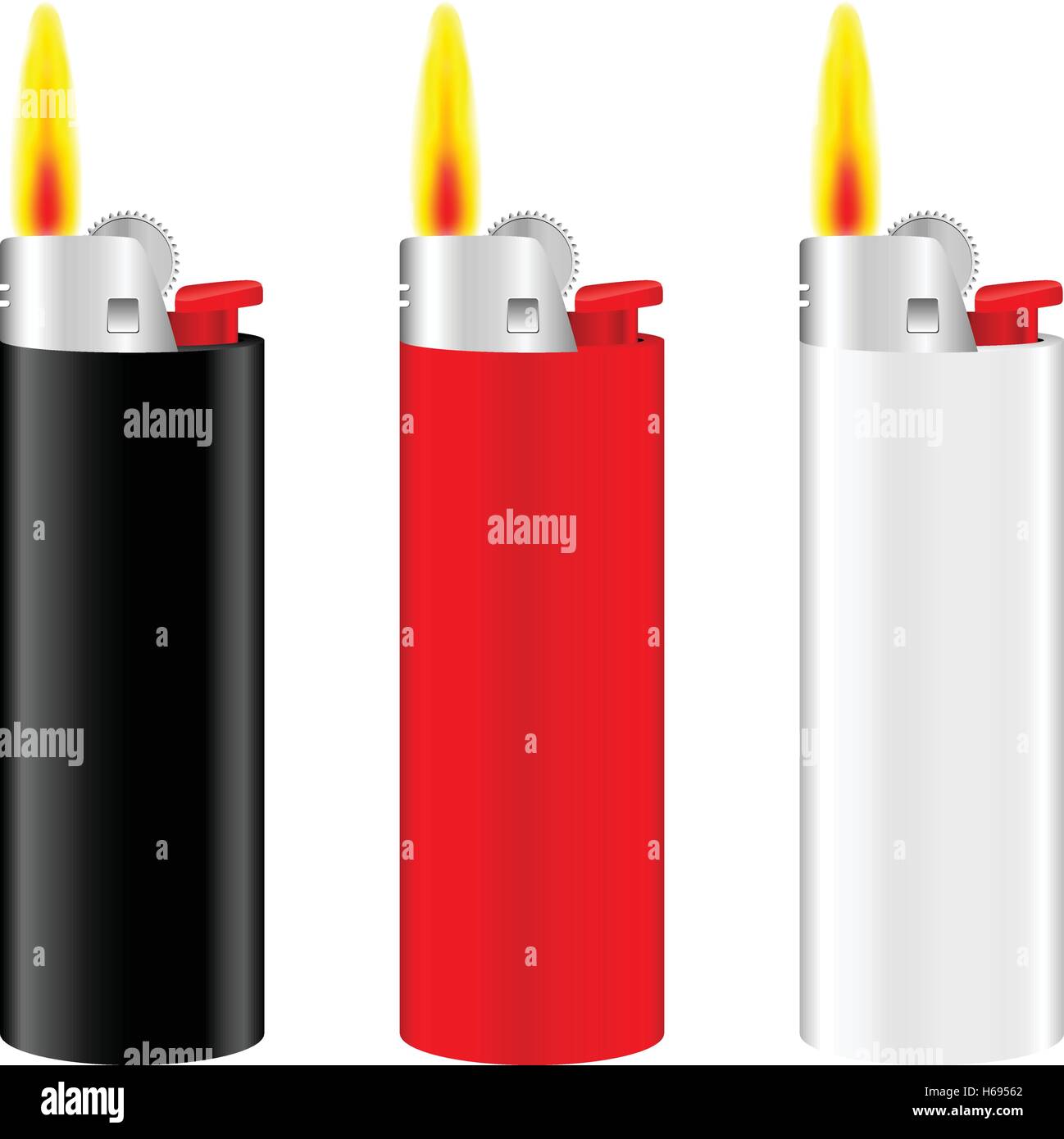 Lighter with fire set on white background Stock Vector Image & Art - Alamy