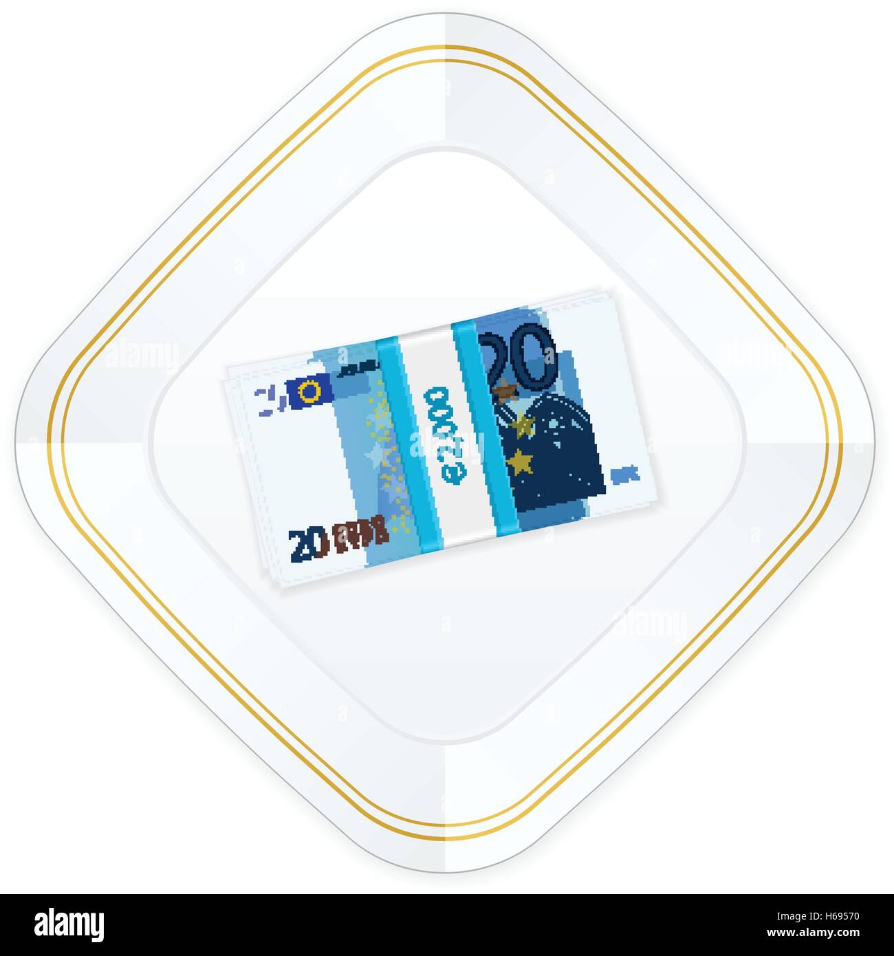 Plate with twenty euro pack on a white background Stock Vector Image ...