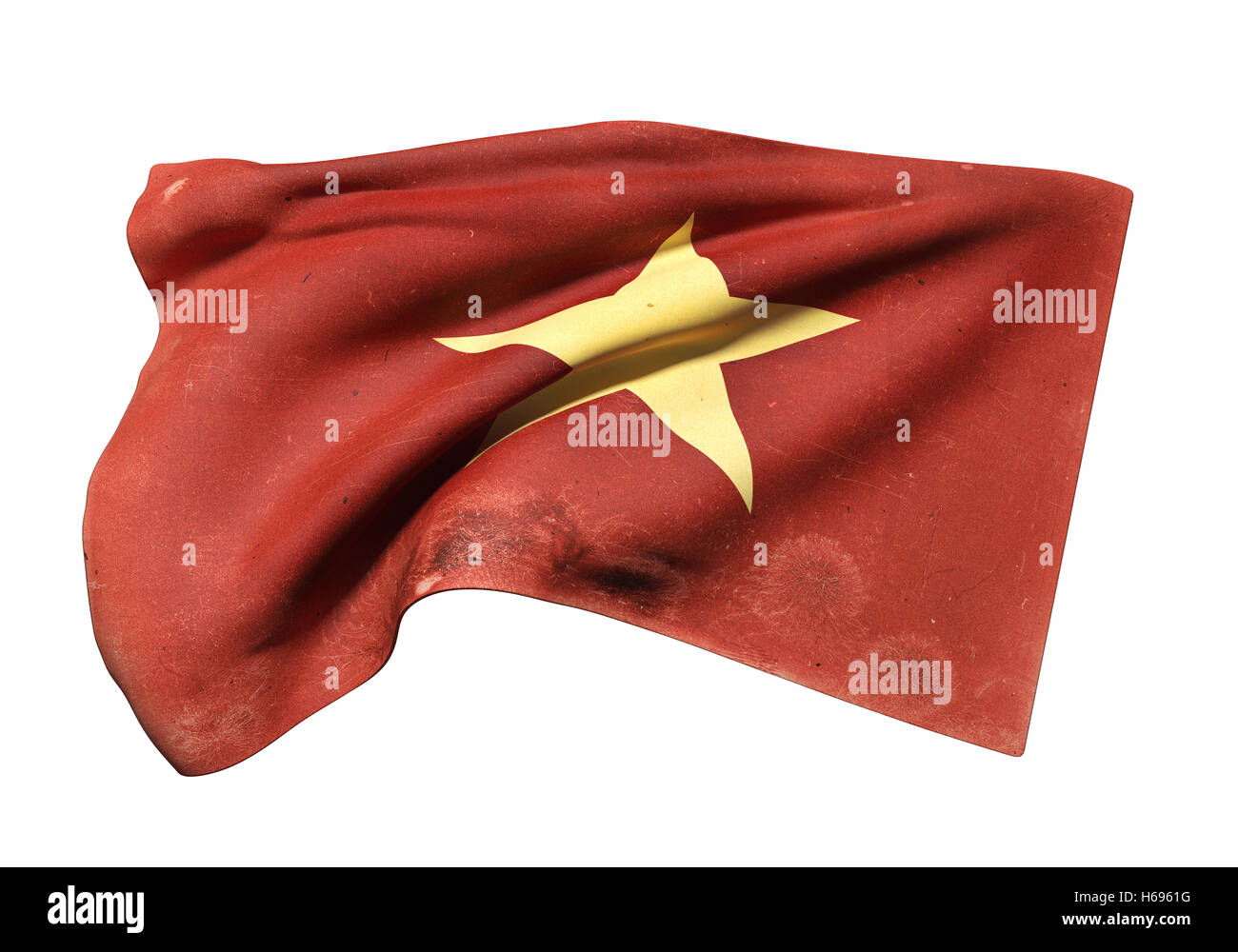 3d rendering of an old Socialist Republic of Vietnam flag waving on ...