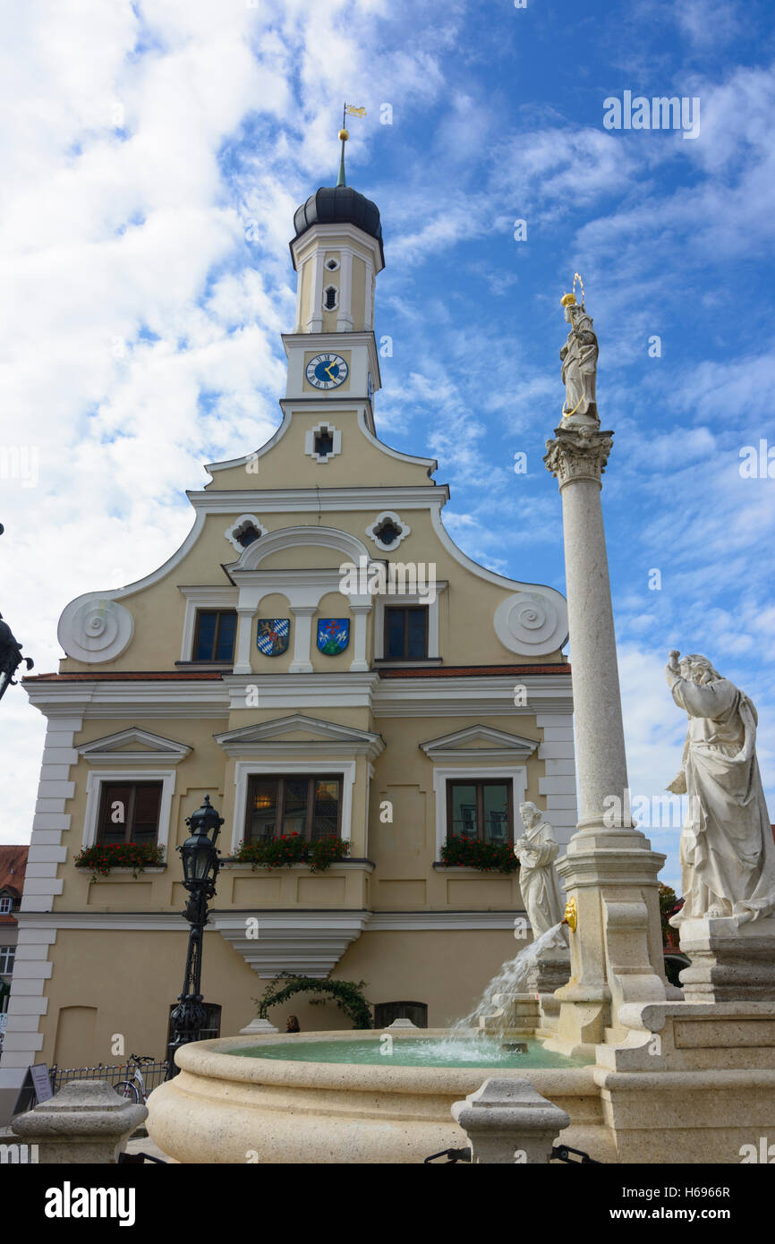 Friedberg: square Marienplatz, town hall, Schwaben, Swabia, Bayern ...