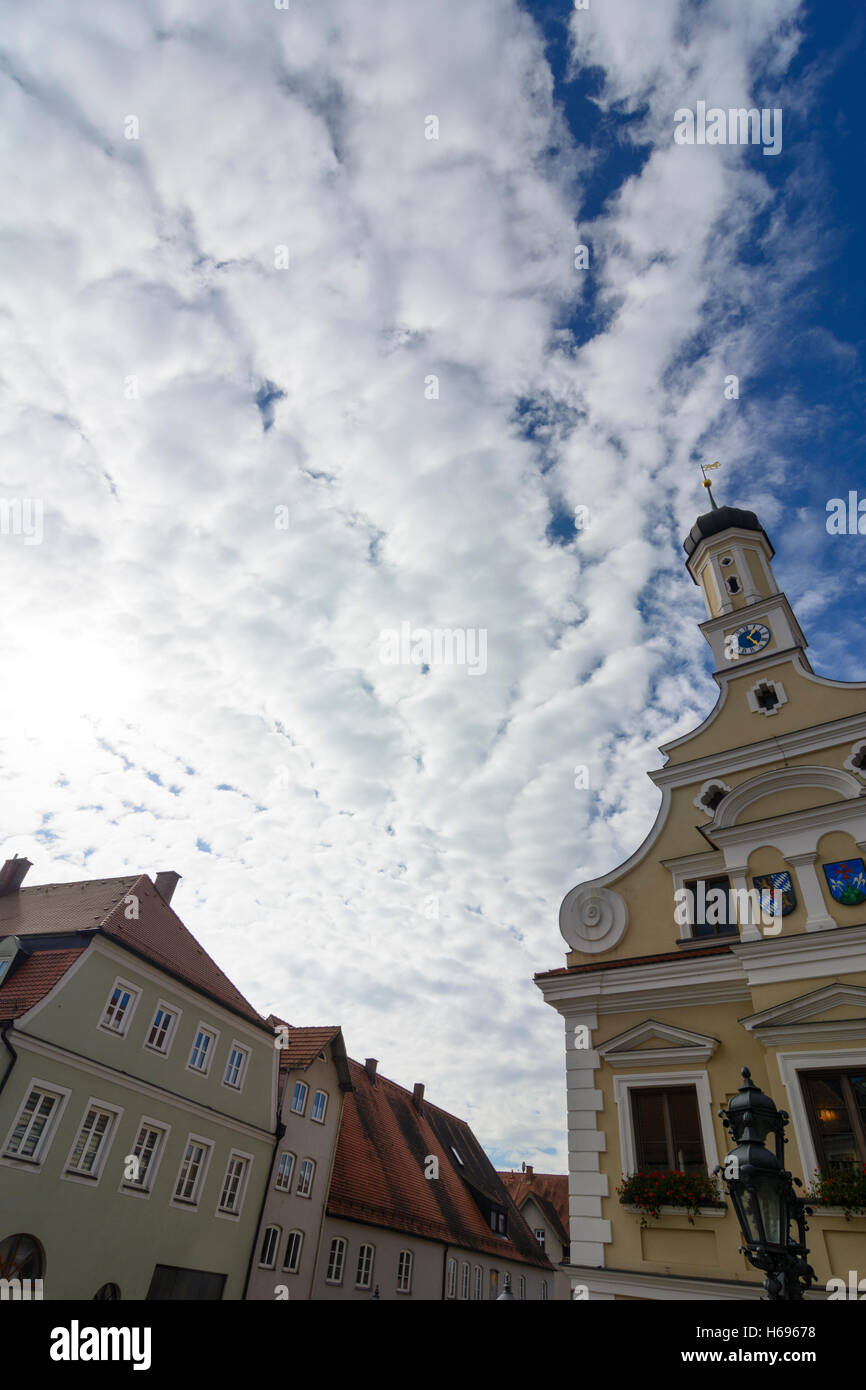 Friedberg: square Marienplatz, town hall, Schwaben, Swabia, Bayern ...
