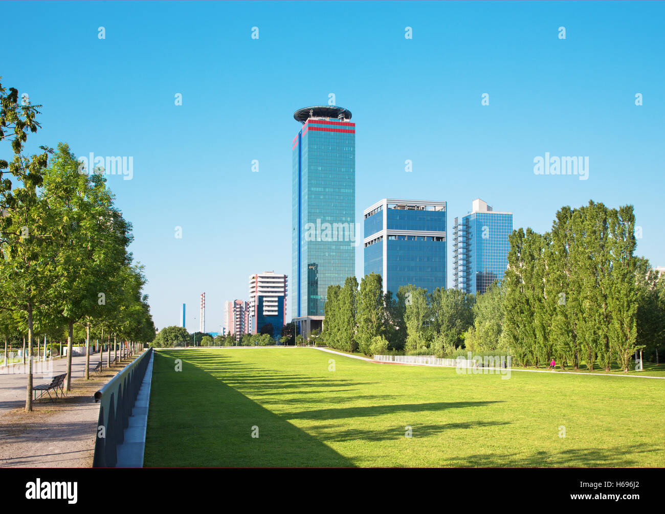 Brescia - The Parco Tarello park and modern high buildings Stock Photo ...