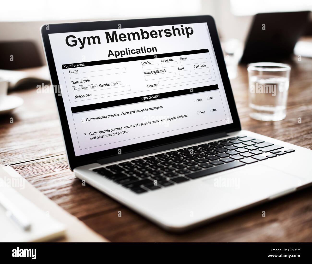 Gym Membership Application Form Request Concept Stock Photo - Alamy