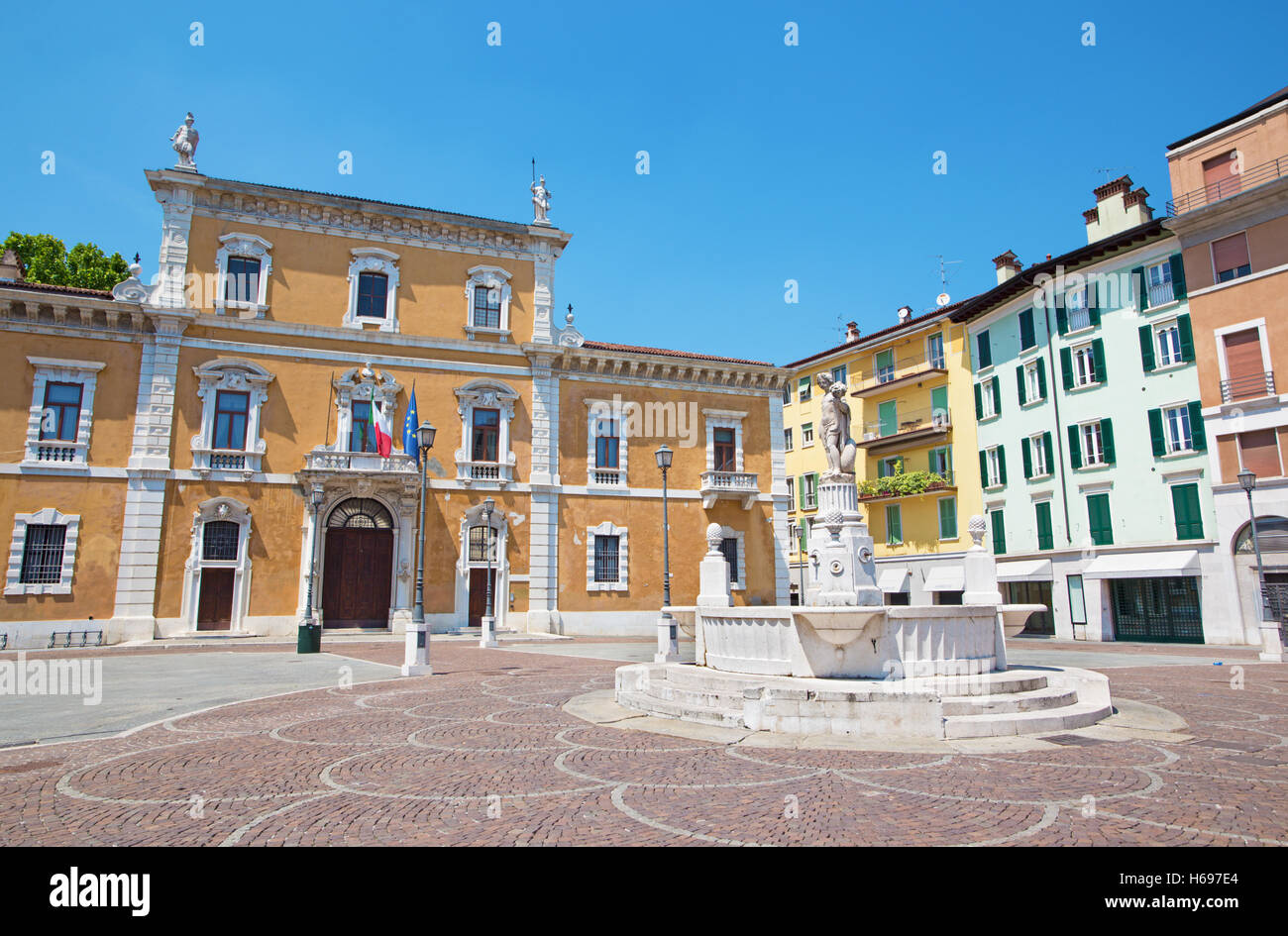 Brescia - The Piazza del Mercato square and University of Brescia Stock ...