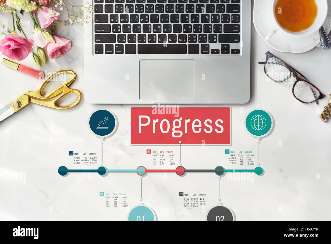 Progress Stock Figures Timeline Concept Stock Photo - Alamy