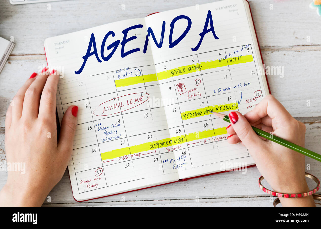 Agenda Timetable Calendar Schedule Graphic Stock Photo - Alamy