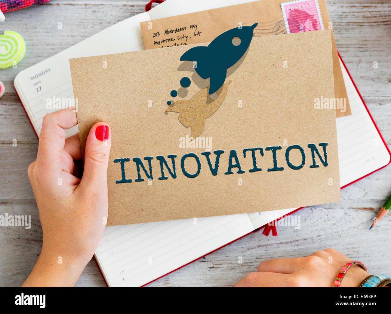 Innovation development Rocket Graphic Concept Stock Photo - Alamy