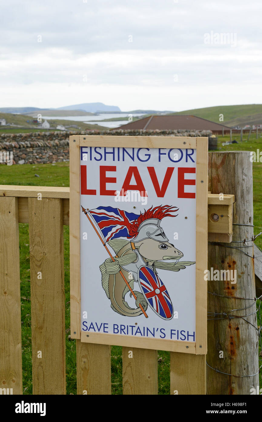 Fishing for Leave Save Britain's Fish poster on the fence at a ...