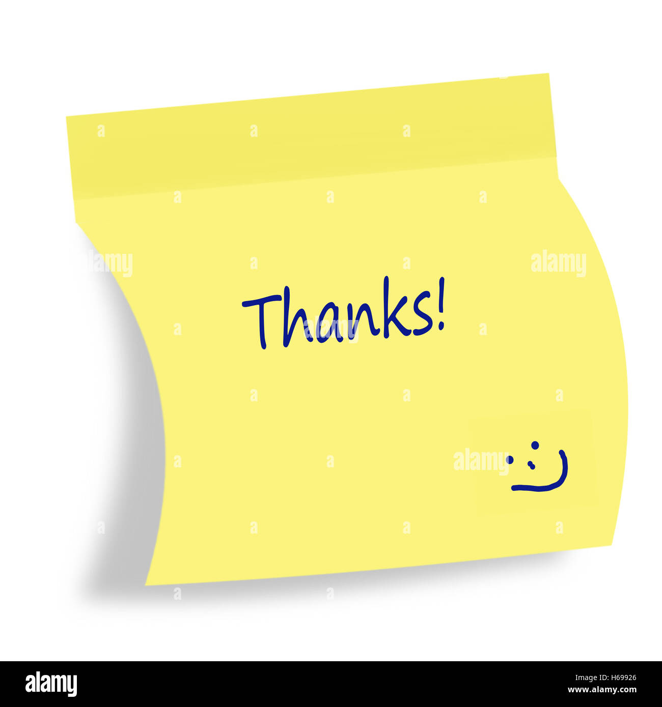 thank you note written on post it illustration Stock Photo - Alamy