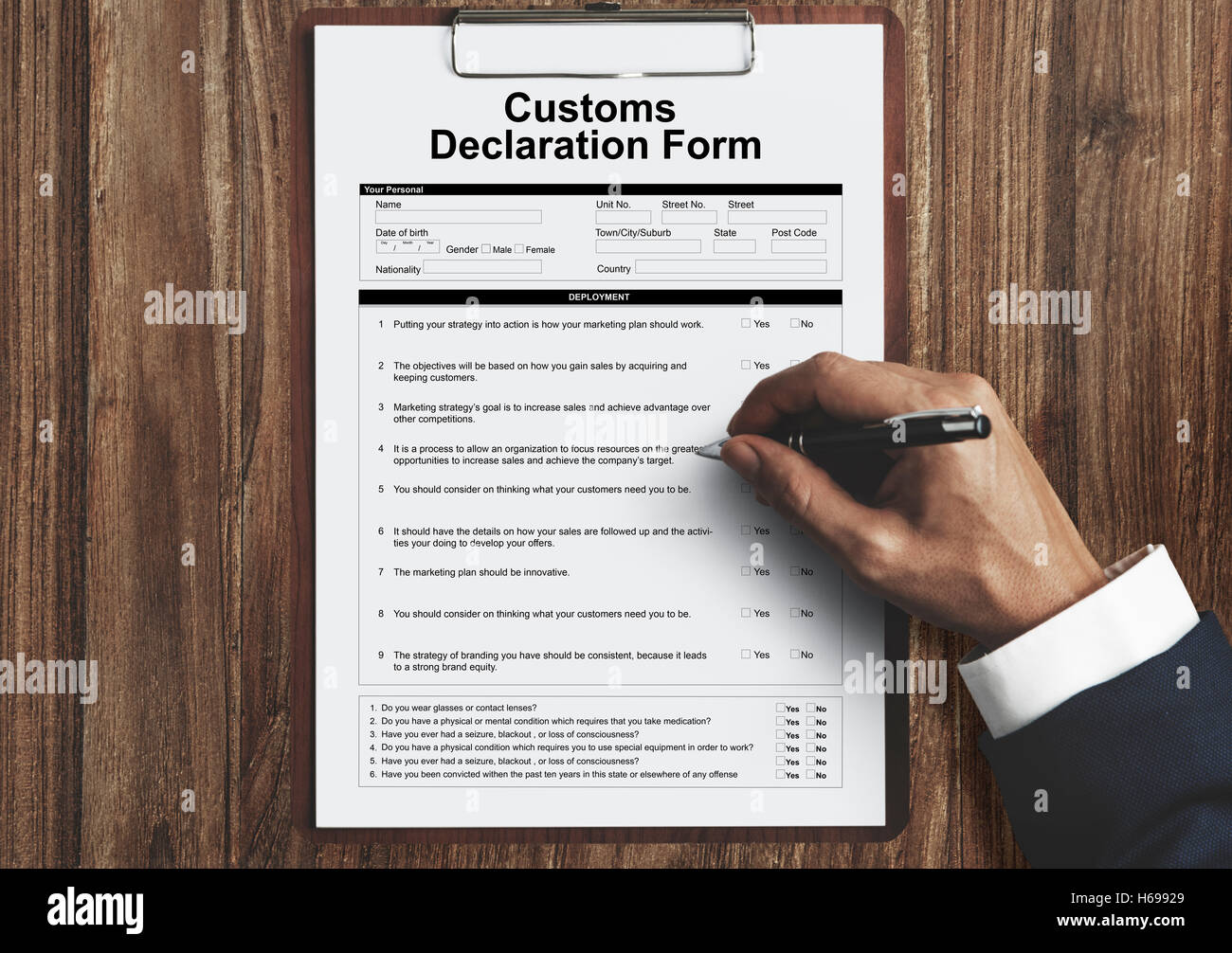 Customs Declaration Form Invoice Freight Parcel Concept Stock Photo - Alamy