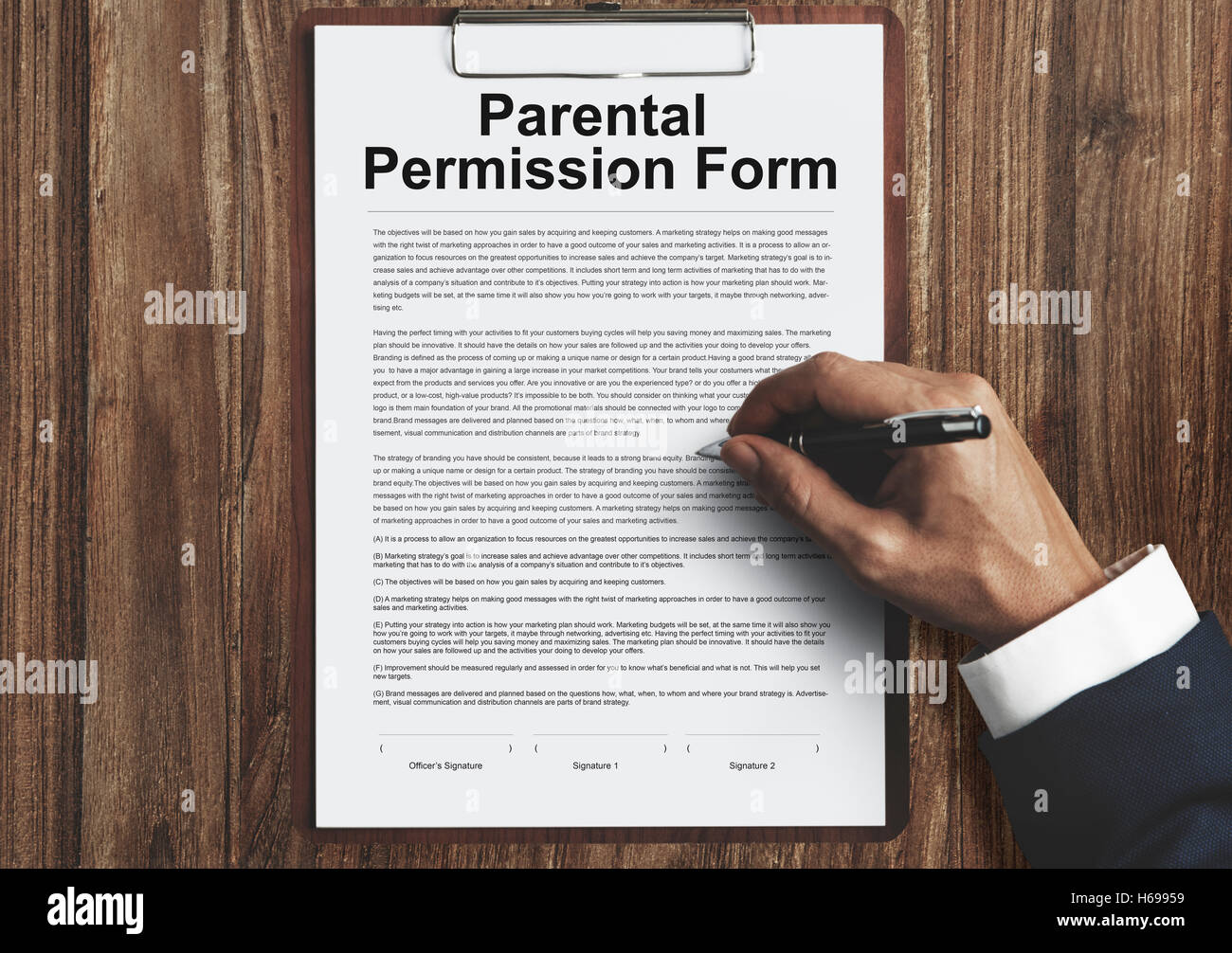 Parental Permission Form Contract Concept Stock Photo - Alamy