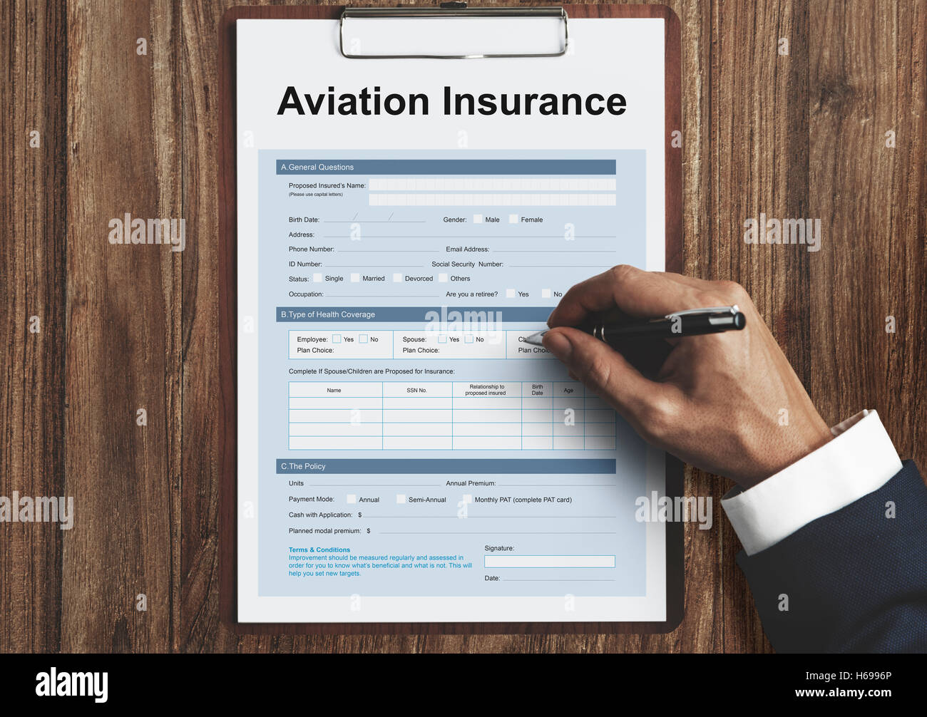 Aviation Flight Insurance Form Concept Stock Photo - Alamy