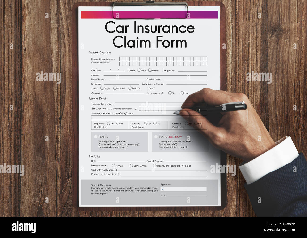 Car Insurance Claim Form Concept Stock Photo - Alamy