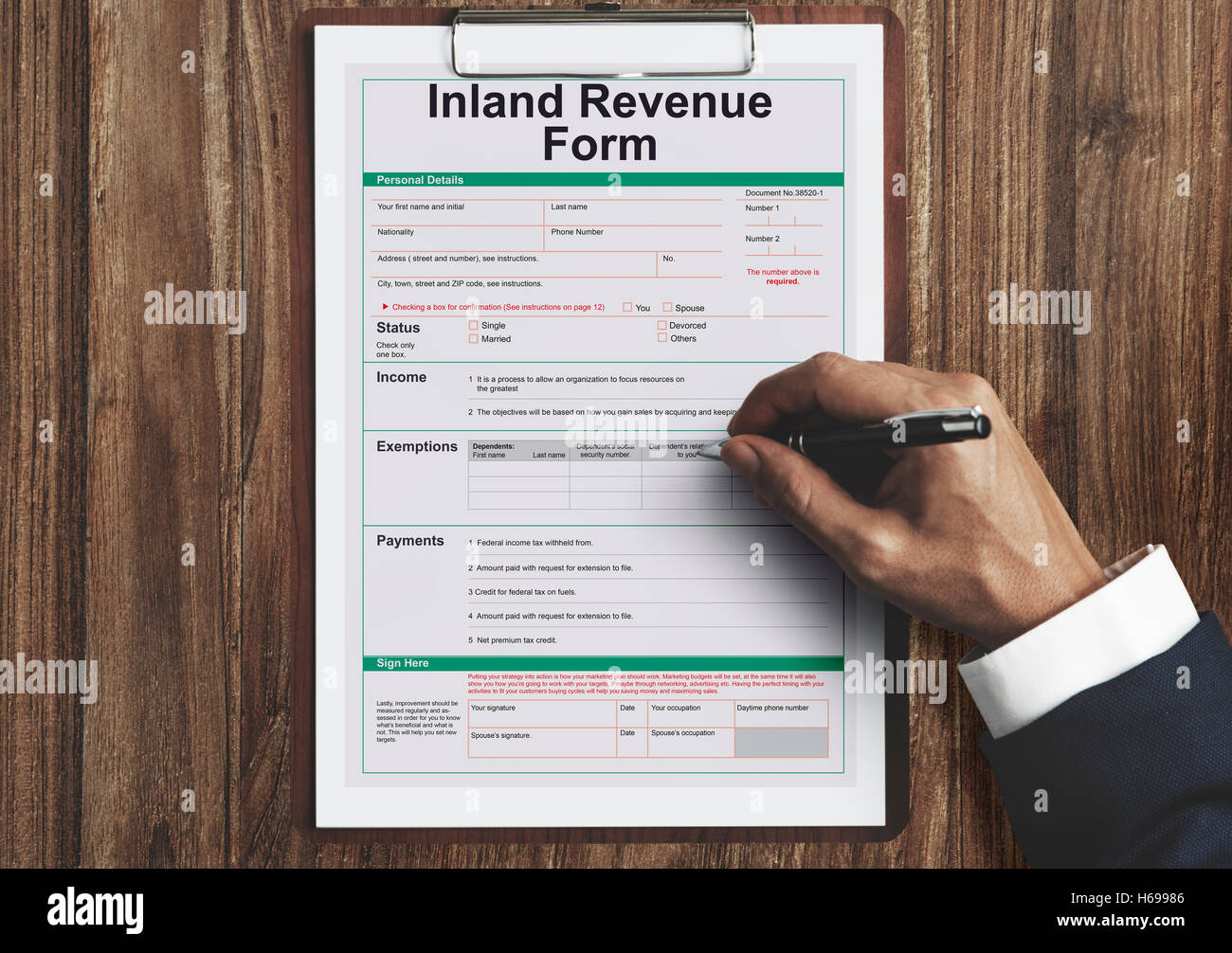 Inland Revenue Form Details Concept Stock Photo - Alamy