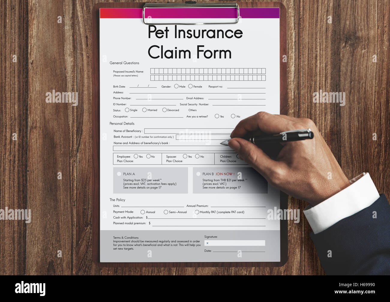 Pet Insurance Claim Form Concept Stock Photo - Alamy