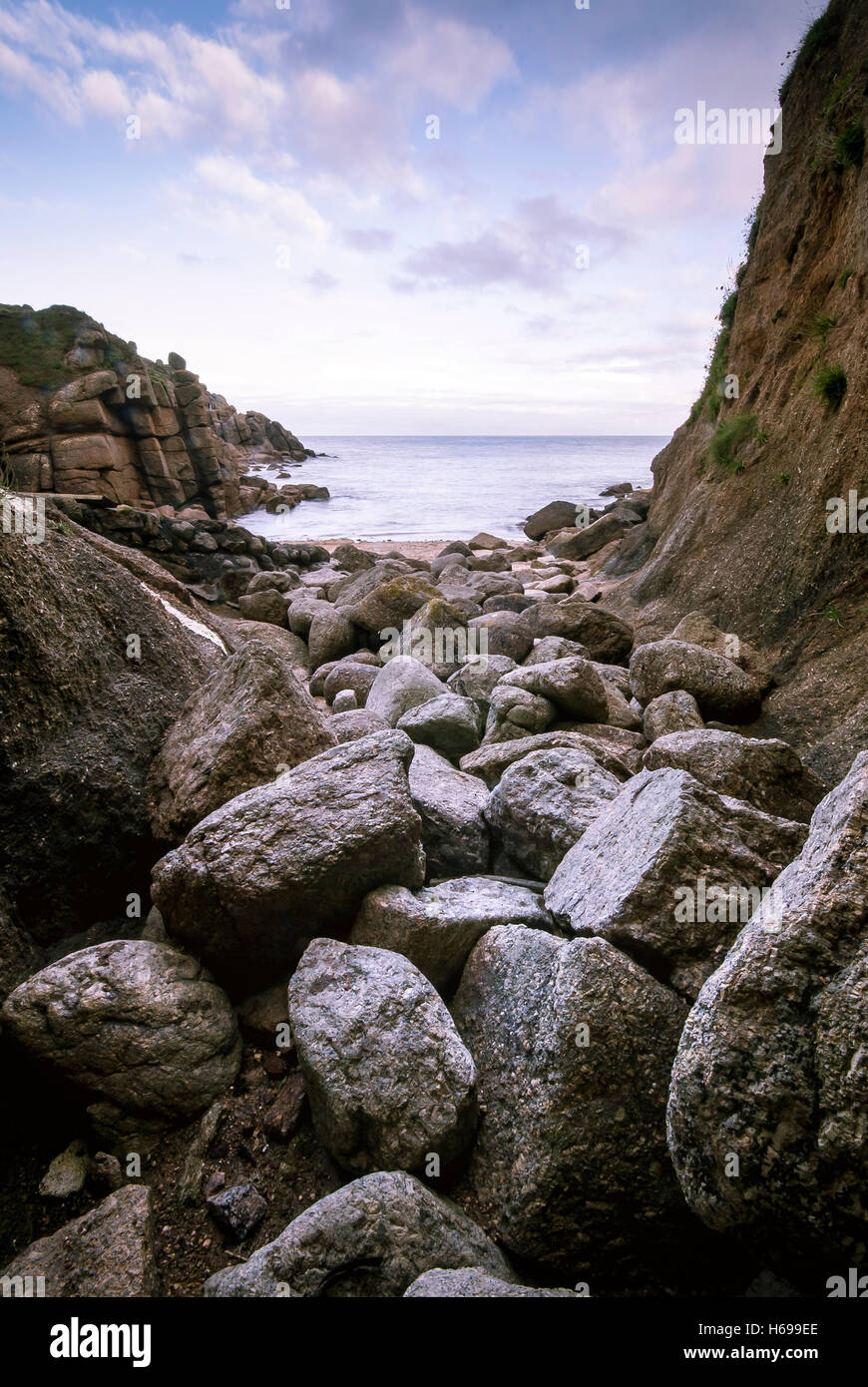 Rocks at Porthgwarra Cove in Cornwall Stock Photo - Alamy