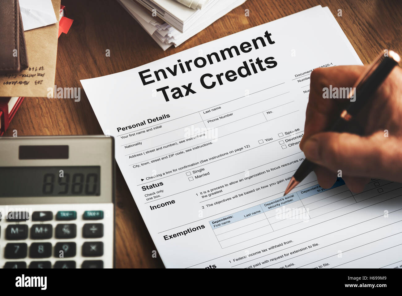 Environment Tax Credits Document Form Concept Stock Photo - Alamy