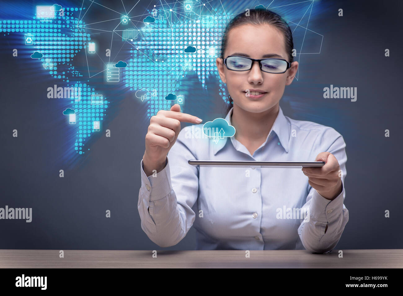Cloud computing concept in technology collage Stock Photo - Alamy