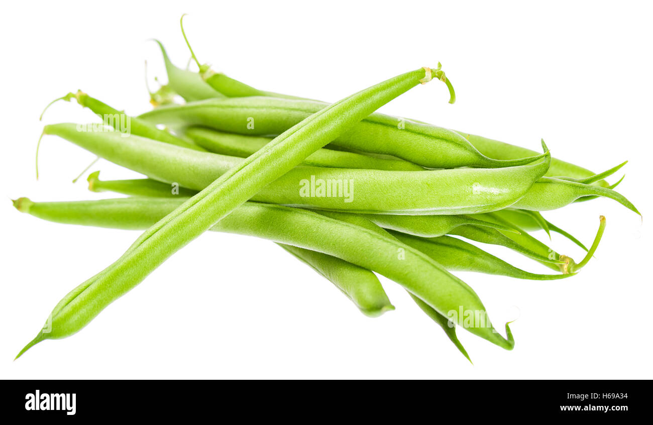 Beautiful fresh young pods of kidney beans isolated on white background ...
