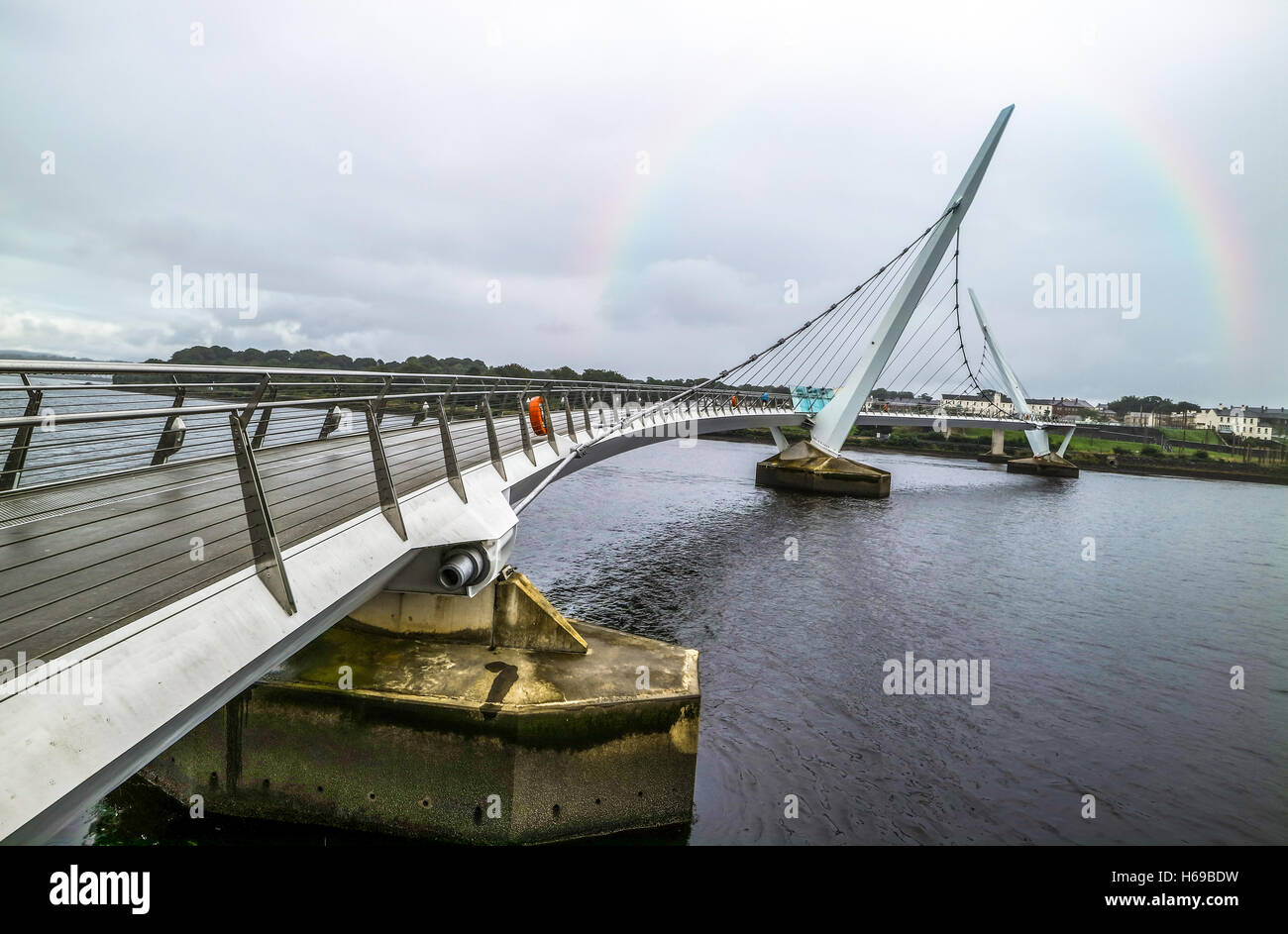 Peace bridge Northern Ireland With rainbow Stock Photo - Alamy