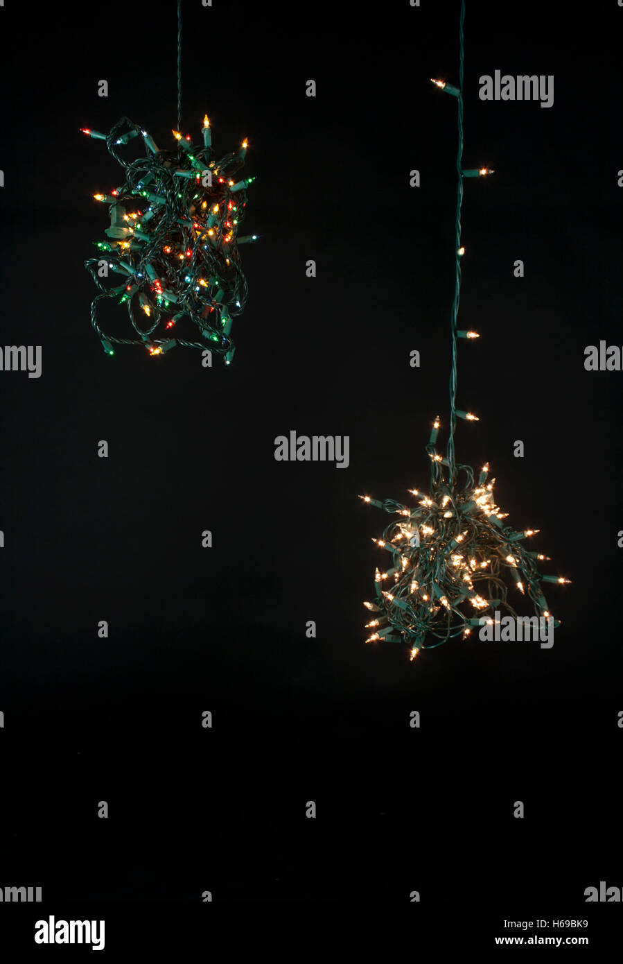 Hanging Christmas Lights Stock Photo - Alamy