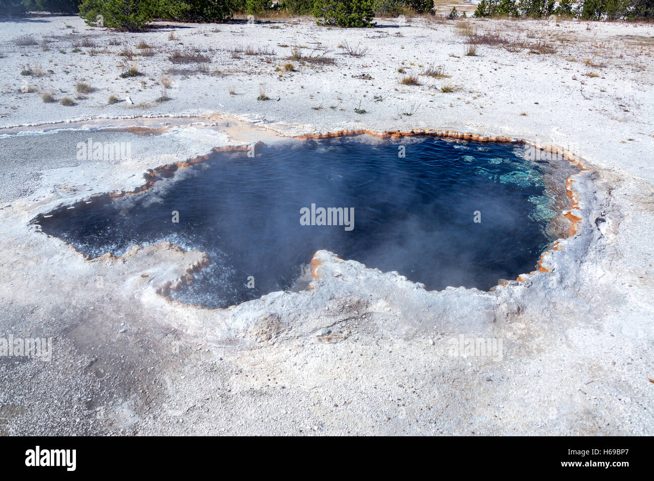 Surprise Pool in Yellowstone National Park seen from Firehole Lake ...