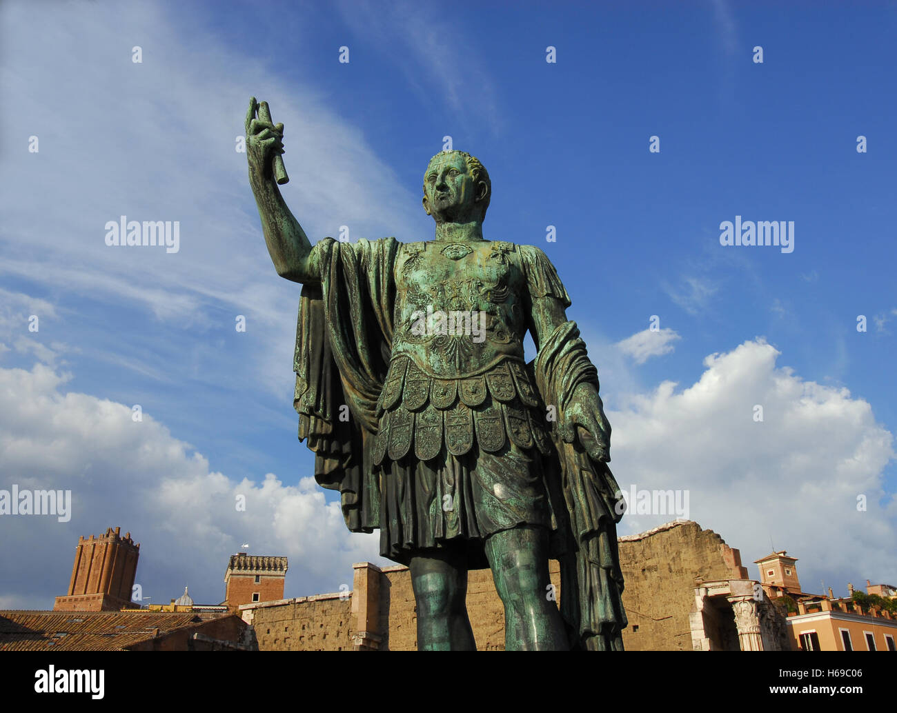 Bronze statue of Nerva, ancient roman emperor, in front of Imperial ...