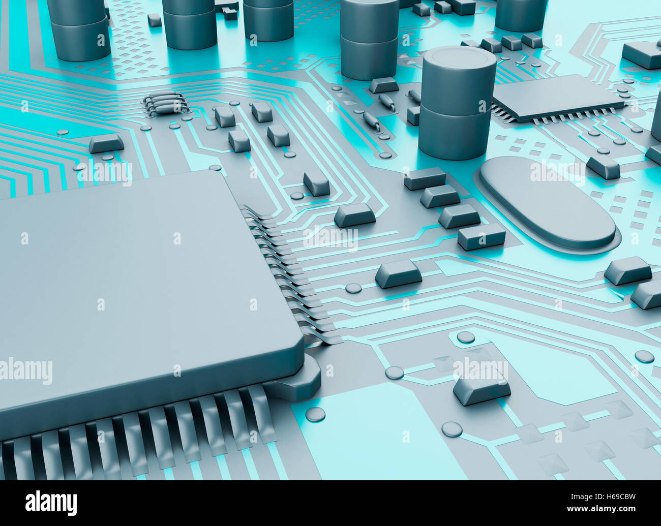 3d renderer image. Central Computer Proccesor CPU. Technology concept ...