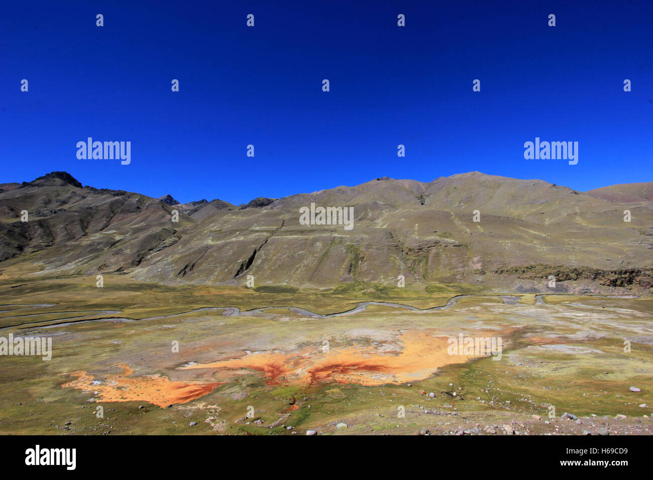Sulfur stream in the andean mountains of Peru Stock Photo - Alamy