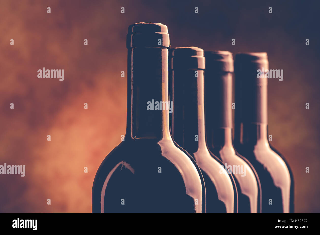 red wine bottles - vintage style photo Stock Photo - Alamy