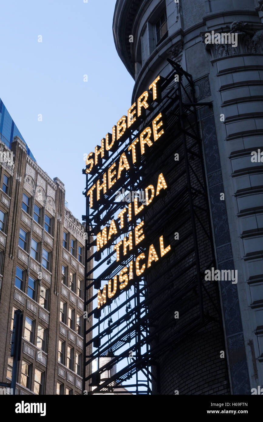 Shubert Theatre Marquee, Matilda The Musical, Times Square, NYC Stock ...