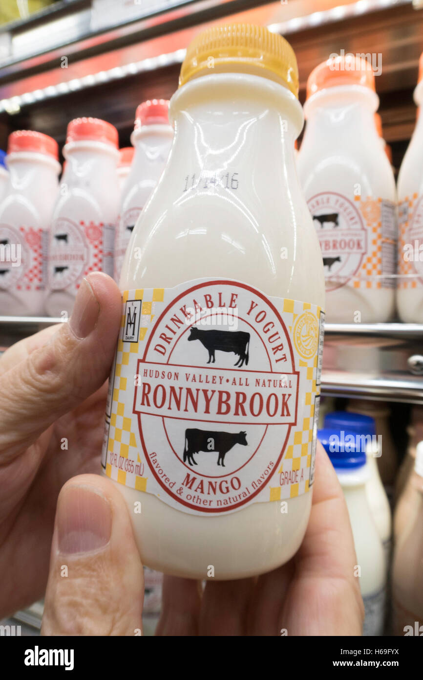 Bottles of Ronnybrook Mango Drinkable Yogurt, Grocery Store, USA Stock ...