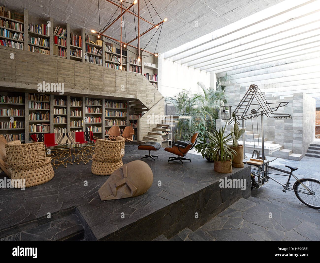 Interior view in sitting room area looking towards 'pyramid' studio to ...
