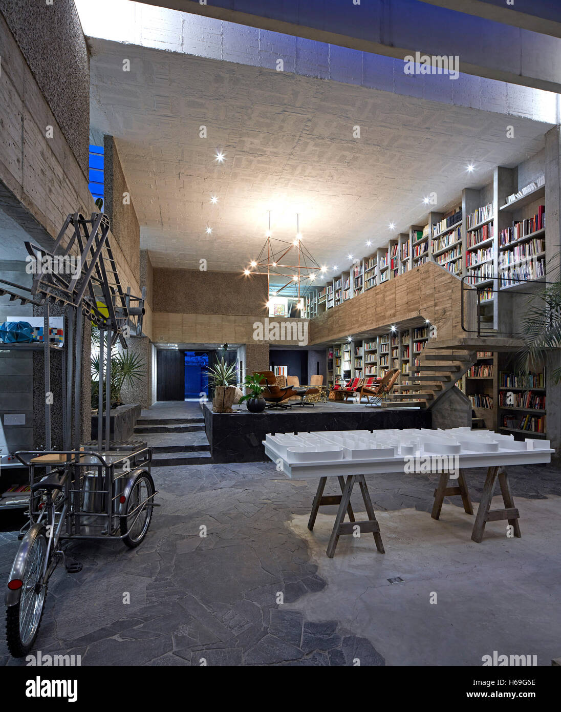 Overall interior view towards entrance. Pedro Reyes House, Mexico City ...