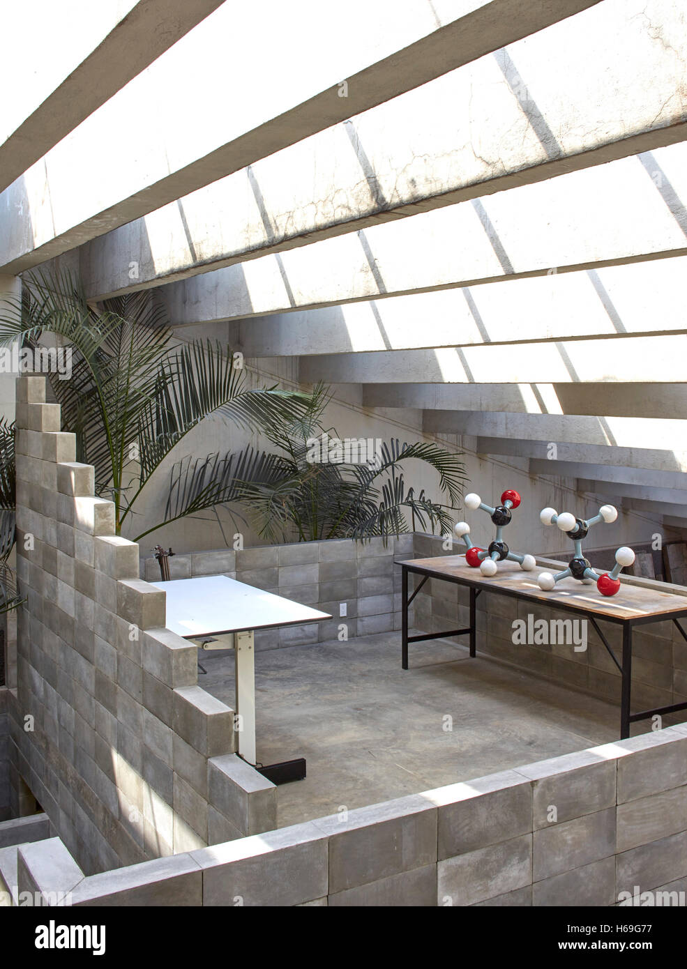 View looking onto pyramid with art work from upper level. Pedro Reyes ...