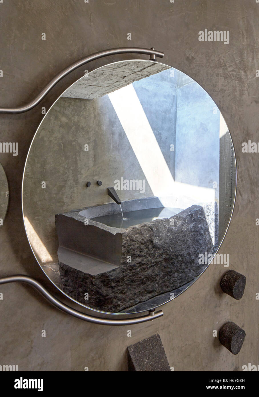 Reflected view of bath. Pedro Reyes House, Mexico City, Mexico ...