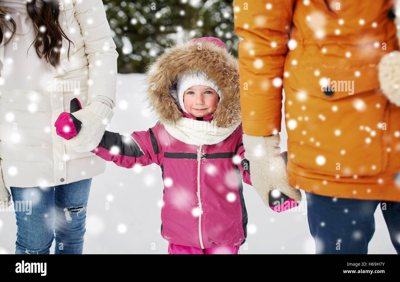 happy family with child in winter clothes outdoors Stock Photo - Alamy