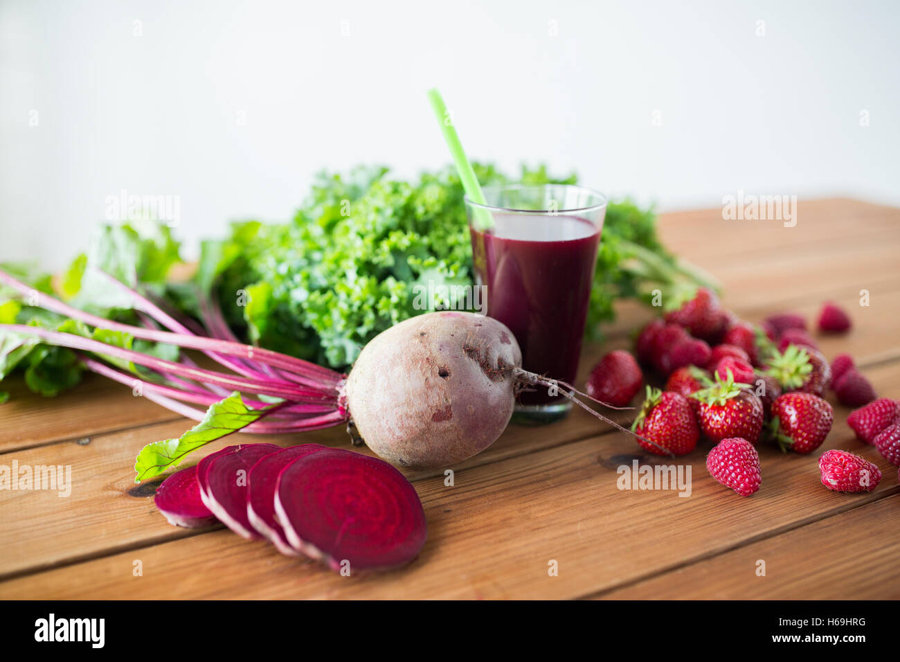 glass of beetroot juice, fruits and vegetables Stock Photo - Alamy