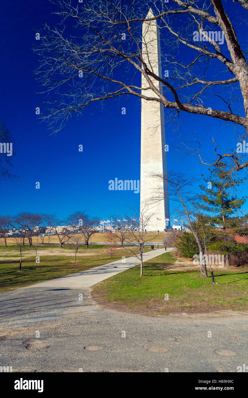 Obelisk of Washington Monument on the National Mall in Washington DC ...