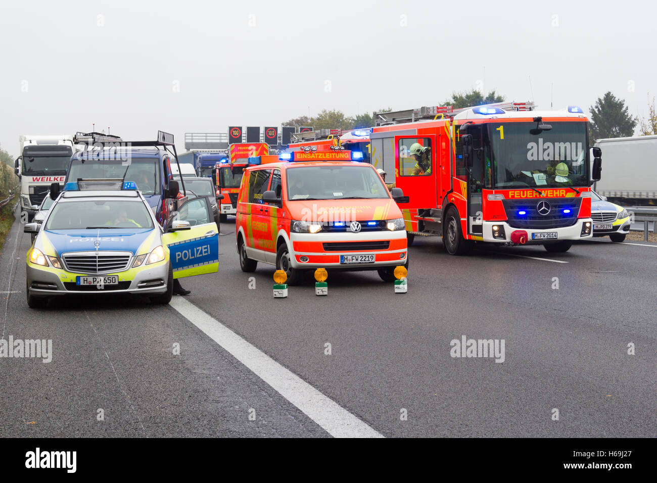 HANNOVER / GERMANY - OCTOBER 25, 2016: german emergency service cars ...
