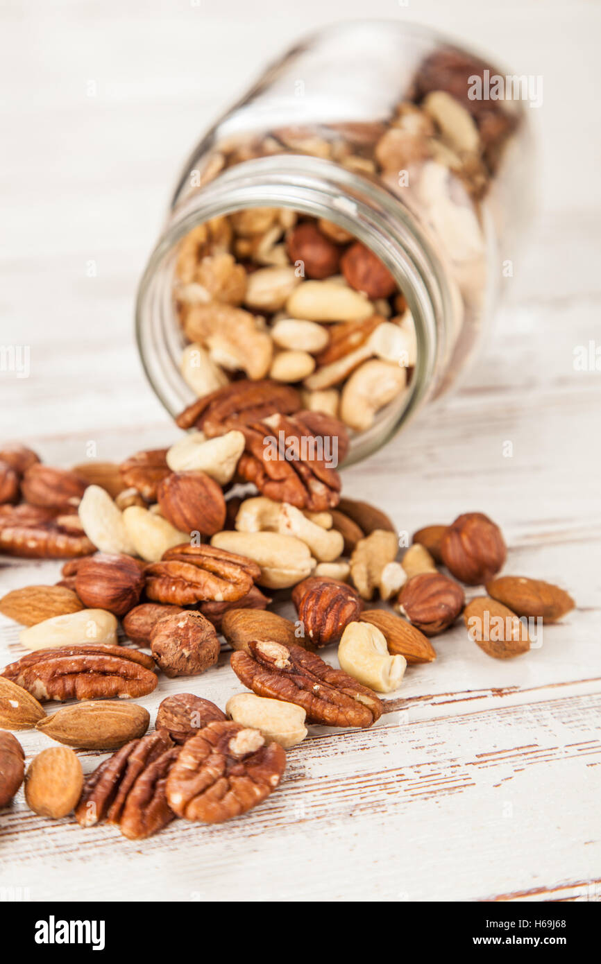 Mix of different nuts closeup photo Stock Photo - Alamy