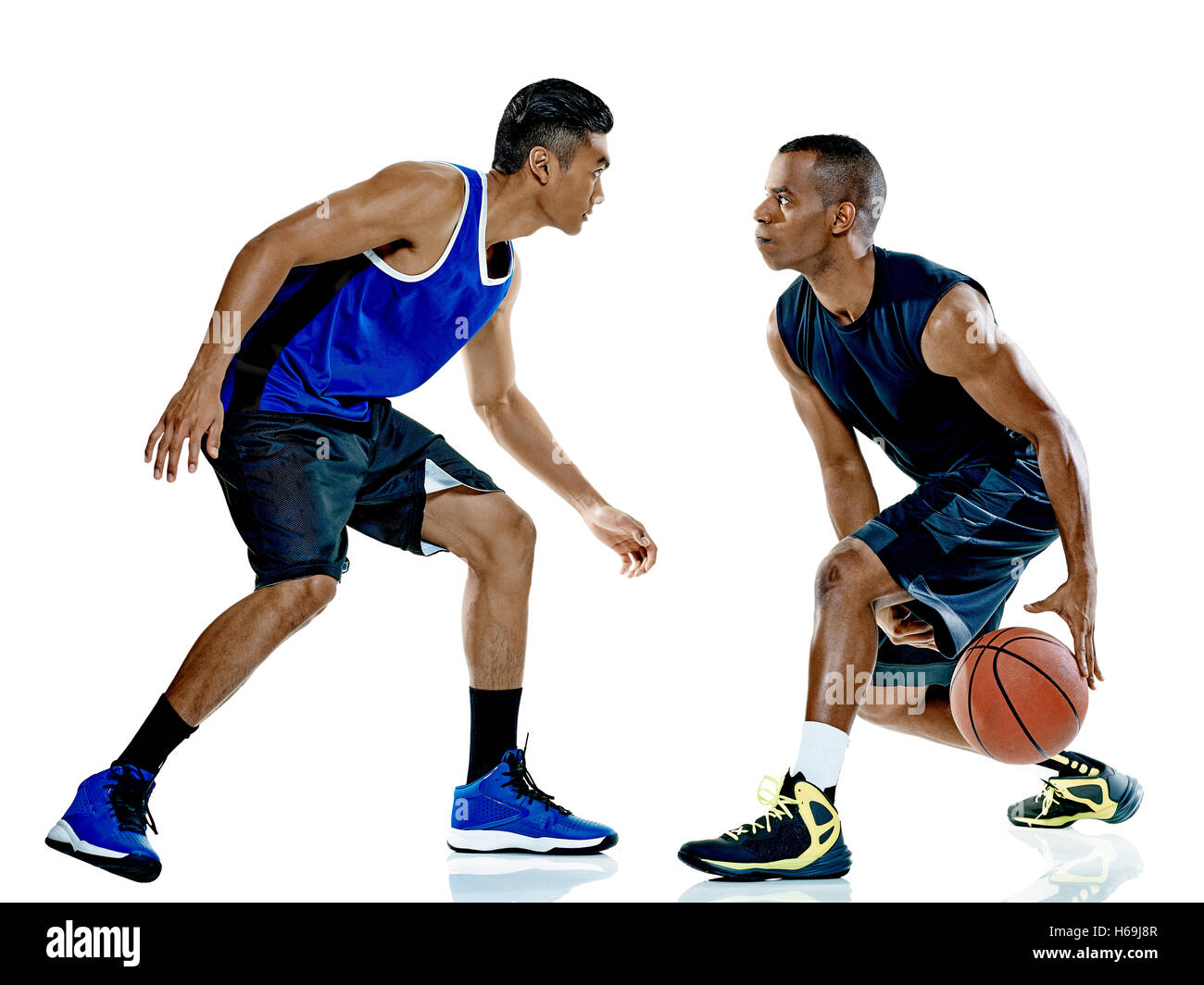 two basketball players men Isolated on white background Stock Photo - Alamy